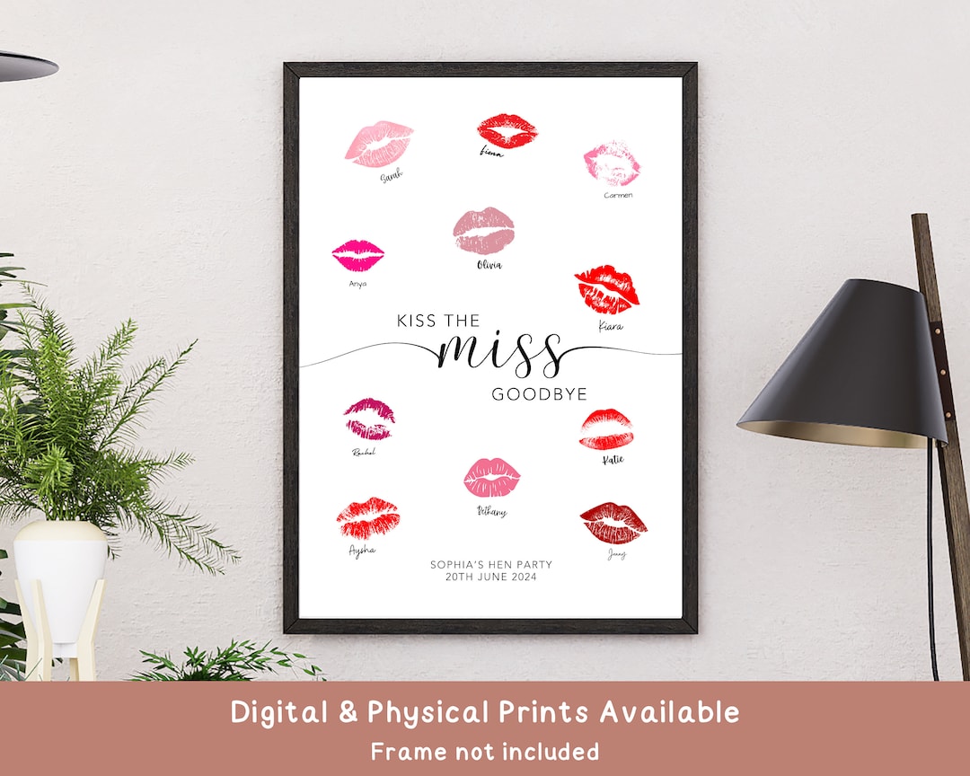 Personalised Kiss the Miss Goodbye Hen Party Activity | Hen Do Games ...