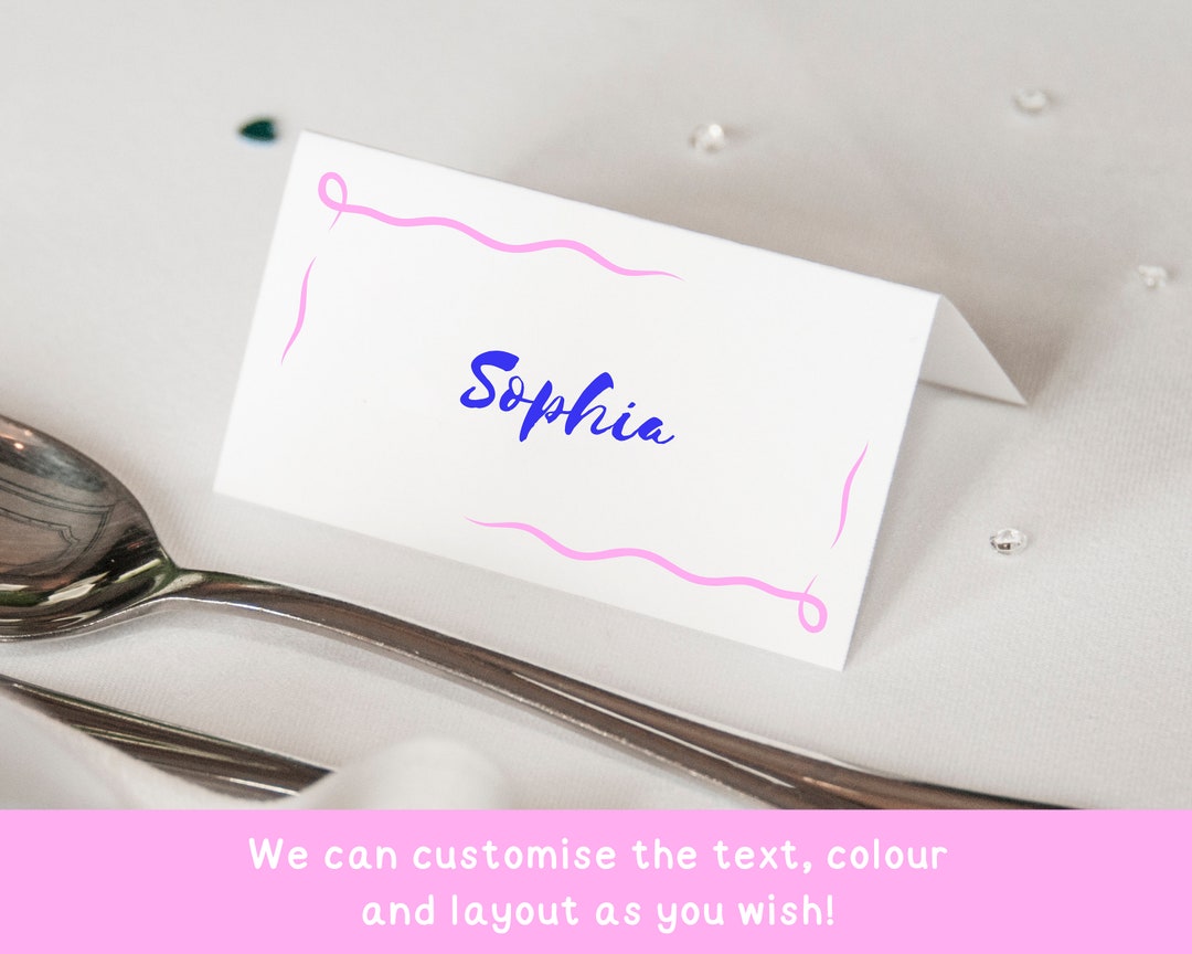Funky Printed Name Place Cards | Personalised Wedding Seating Place ...