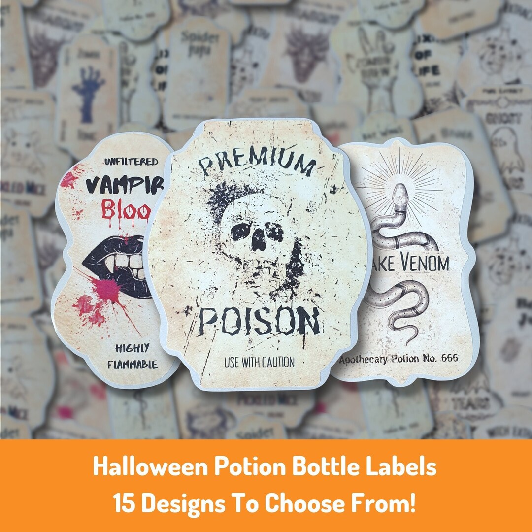 Halloween Potion Bottle Labels Apothecary Jar Stickers - Etsy