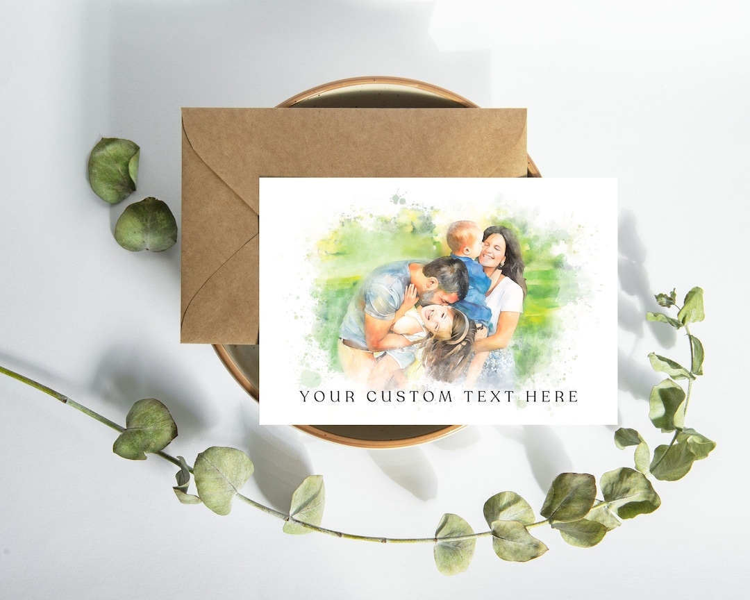 Personalised Family Portrait Card | Watercolour Style Illustration ...