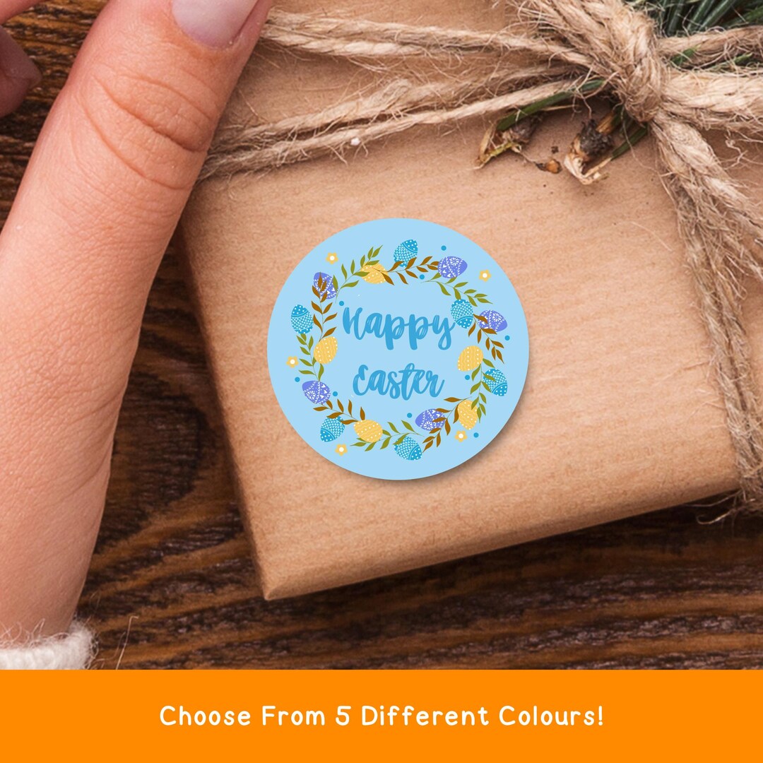 Happy Easter Stickers | 37mm Circle Easter Egg Hunt Favour Labels ...