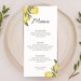 Watercolour Lemon Wedding Menu Cards Personalised Italian Amalfi Menu ...