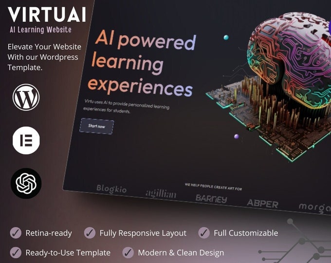 AI Agency & Technology Startup Elementor Template Kit Wordpress | Ai ...