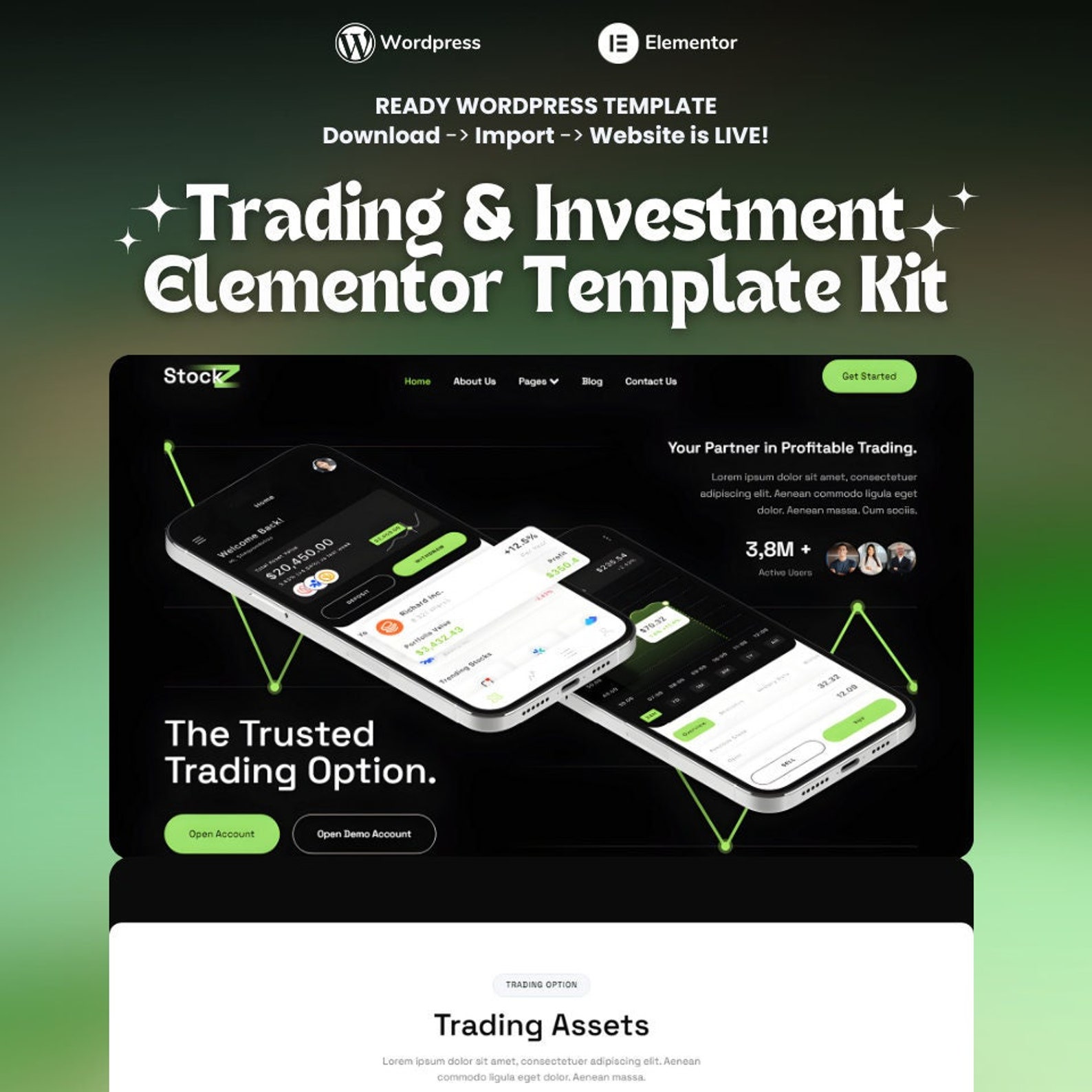 Trading Elementor Template Kit for Professional Financial Services ...