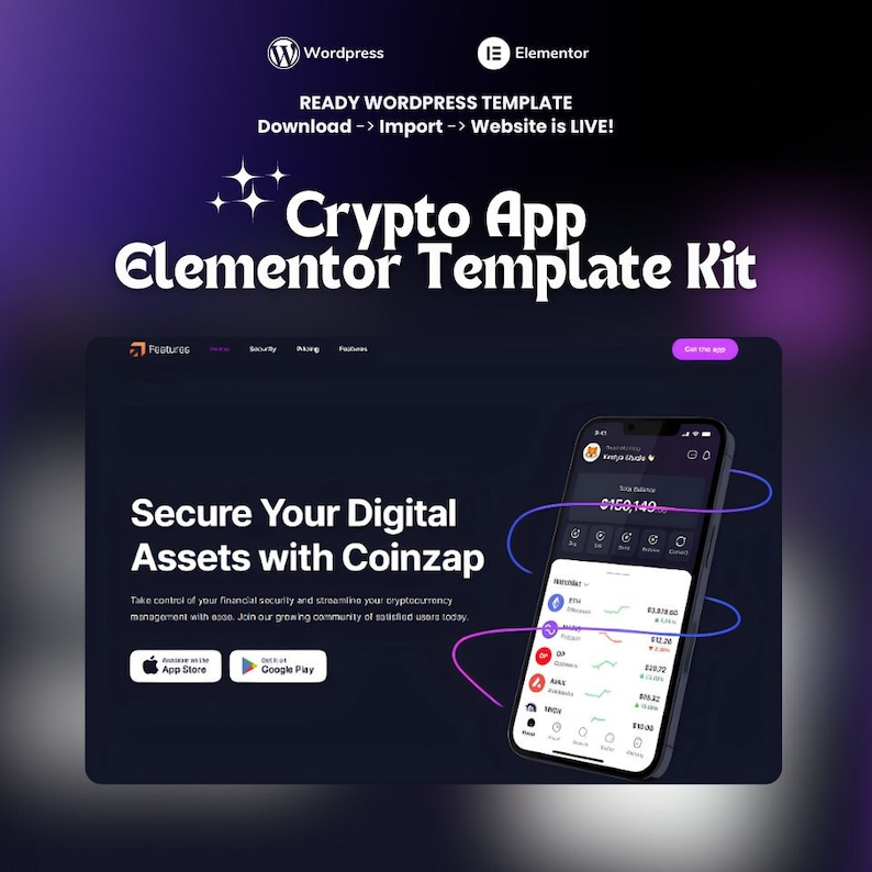 Crypto App Elementor Template Kit for Wordpress Websites | Modern ...