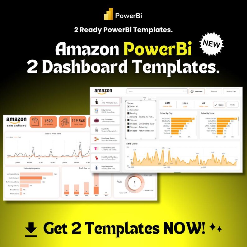 2 Amazon Power Bi Dashboard Templates | Comprehensive KPI Dashboard ...
