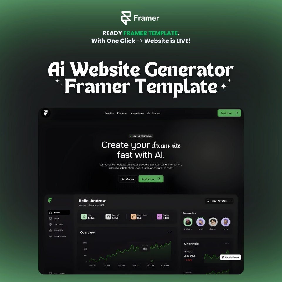 Modern AI Website Generator Framer Template Responsive Landing Page ...