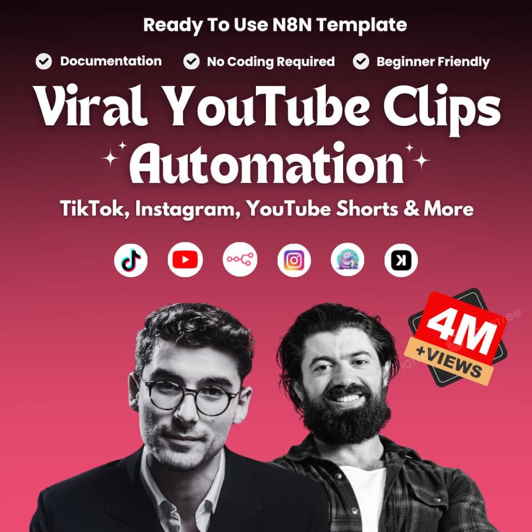 Viral Youtube Clips Automation N8N Workflow | Auto Clip, Export & Post ...