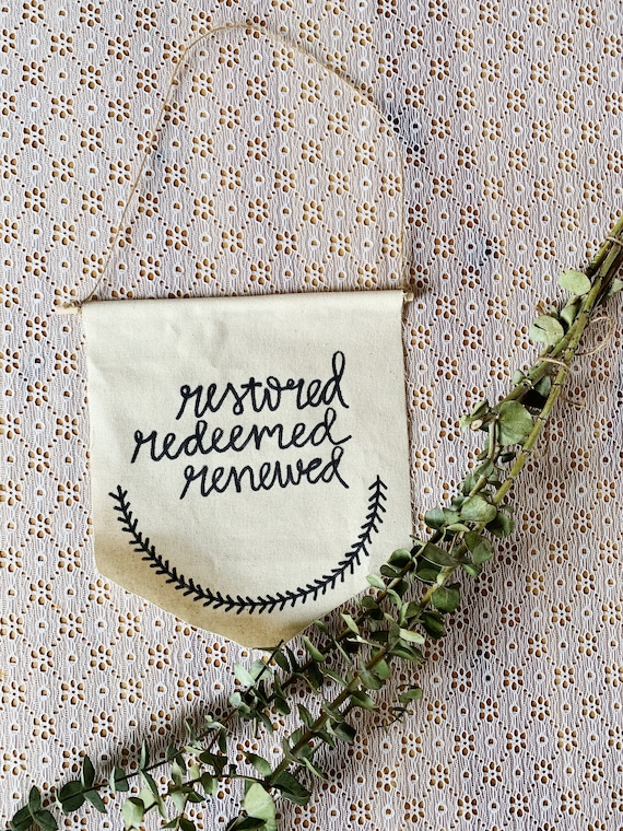 Handwritten Banner Restored Redeemed Renewed | Etsy