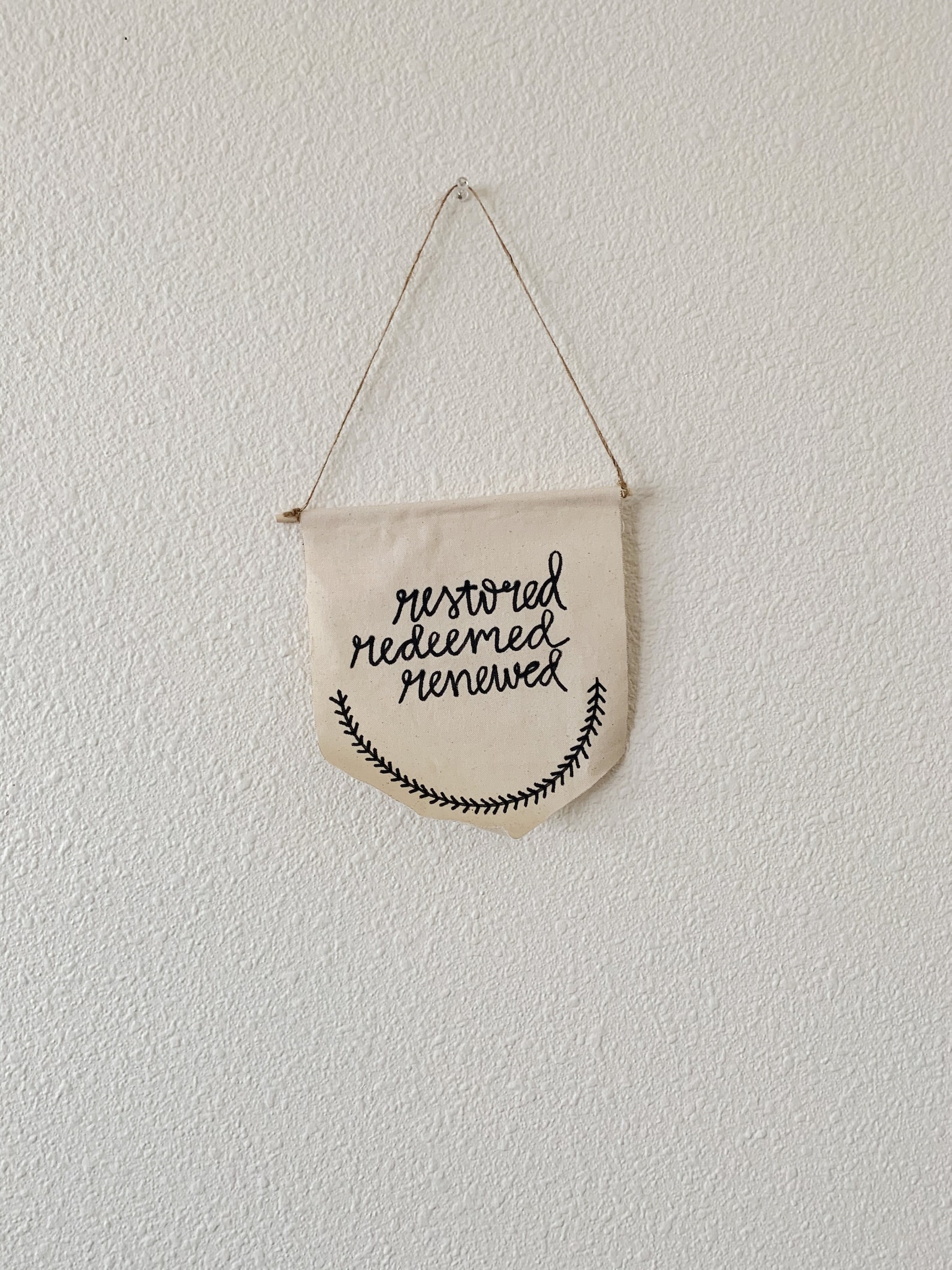 Handwritten Banner | Restored, Redeemed, Renewed - Etsy