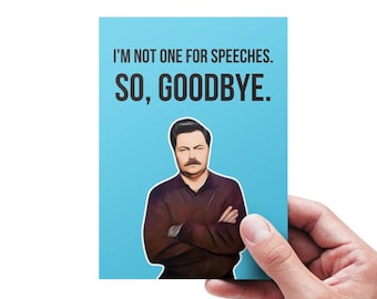 Ron Swanson Goodbye Card - Etsy