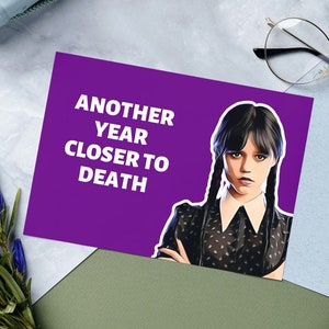 Printable Wednesday Addams Birthday Card, Addams Family Birthday Card ...