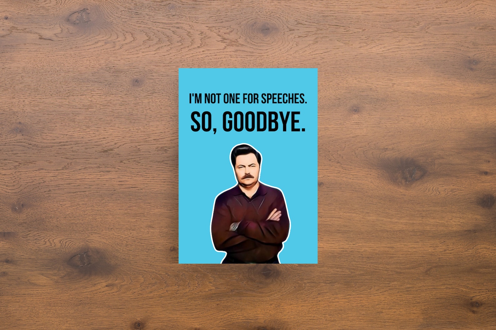 Afdrukbare Ron Swanson Goodbye Card, Parks and Rec Card, Parks and ...
