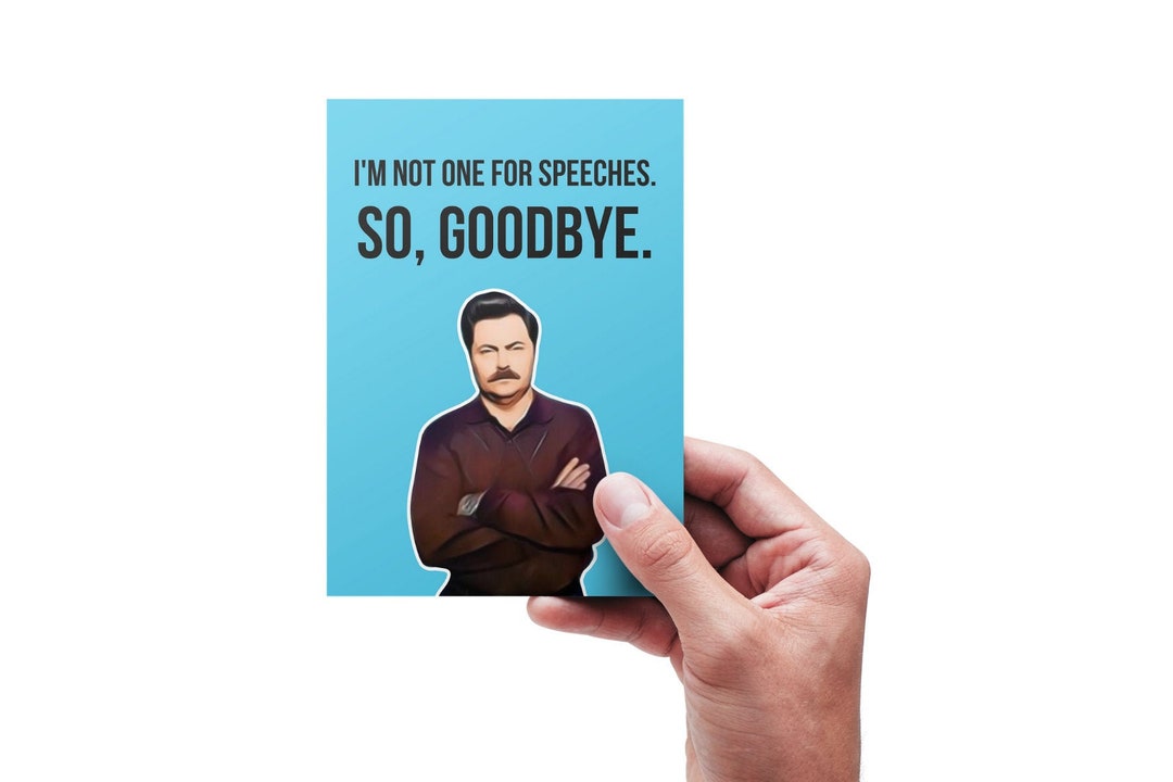 Printable Ron Swanson Goodbye Card, Parks and Rec Card, Parks and ...