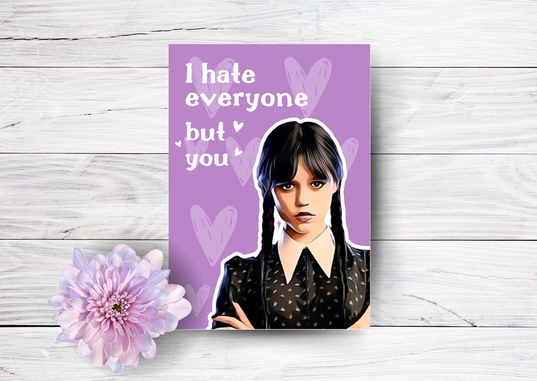 Printable Wednesday Addams Love Card, Addams Family Valentines Day Card ...
