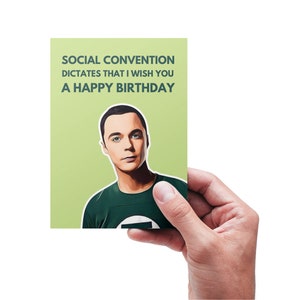 Printable Sheldon Cooper Birthday Card, Big Bang Theory TV Show, Social ...