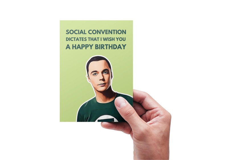 Printable Sheldon Cooper Birthday Card, Big Bang Theory TV Show, Social ...
