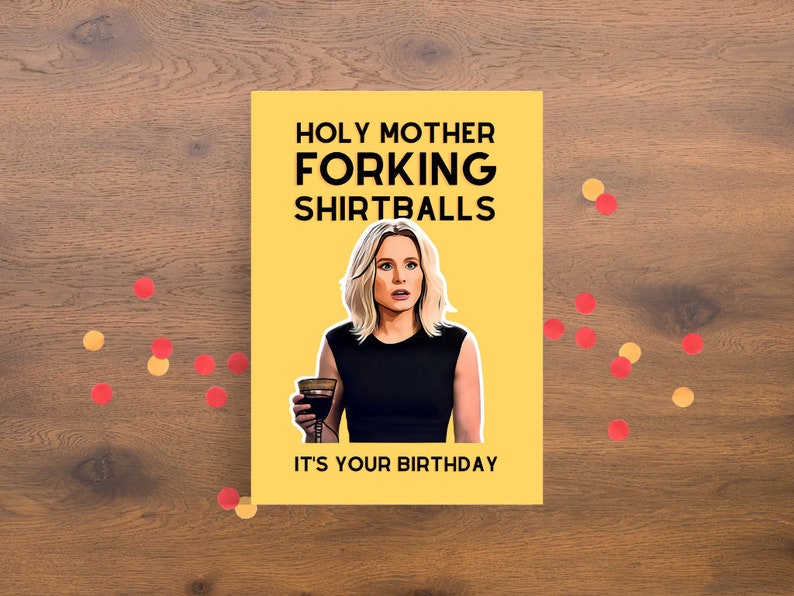 Tarjeta de cumpleaños imprimible de Eleanor Shellstrop, bolas de camisa ...