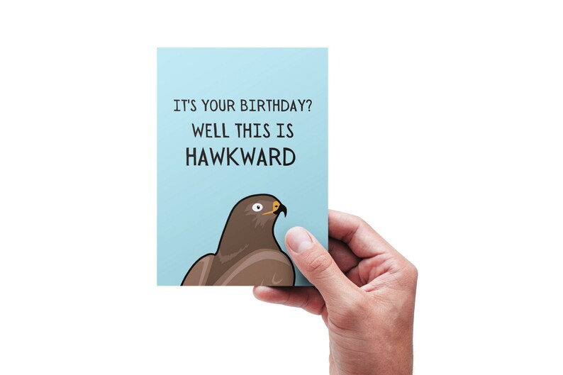 Printable Hawk Birthday Card Well This is Awkward Animal Pun - Etsy