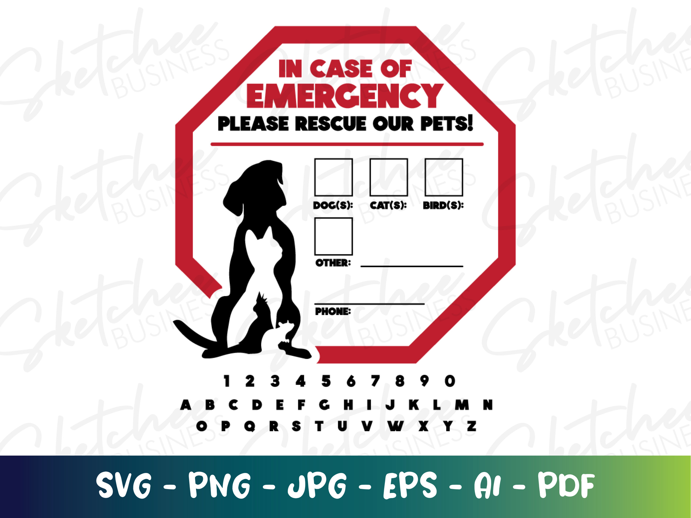Emergency Pet Window Sign SVG, Pet Emergency Fire SVG, Cricut Cut File ...