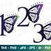 Butterfly Numbers SVG, Butterfly Number Frame, Butterfly Numbers 0-9 ...
