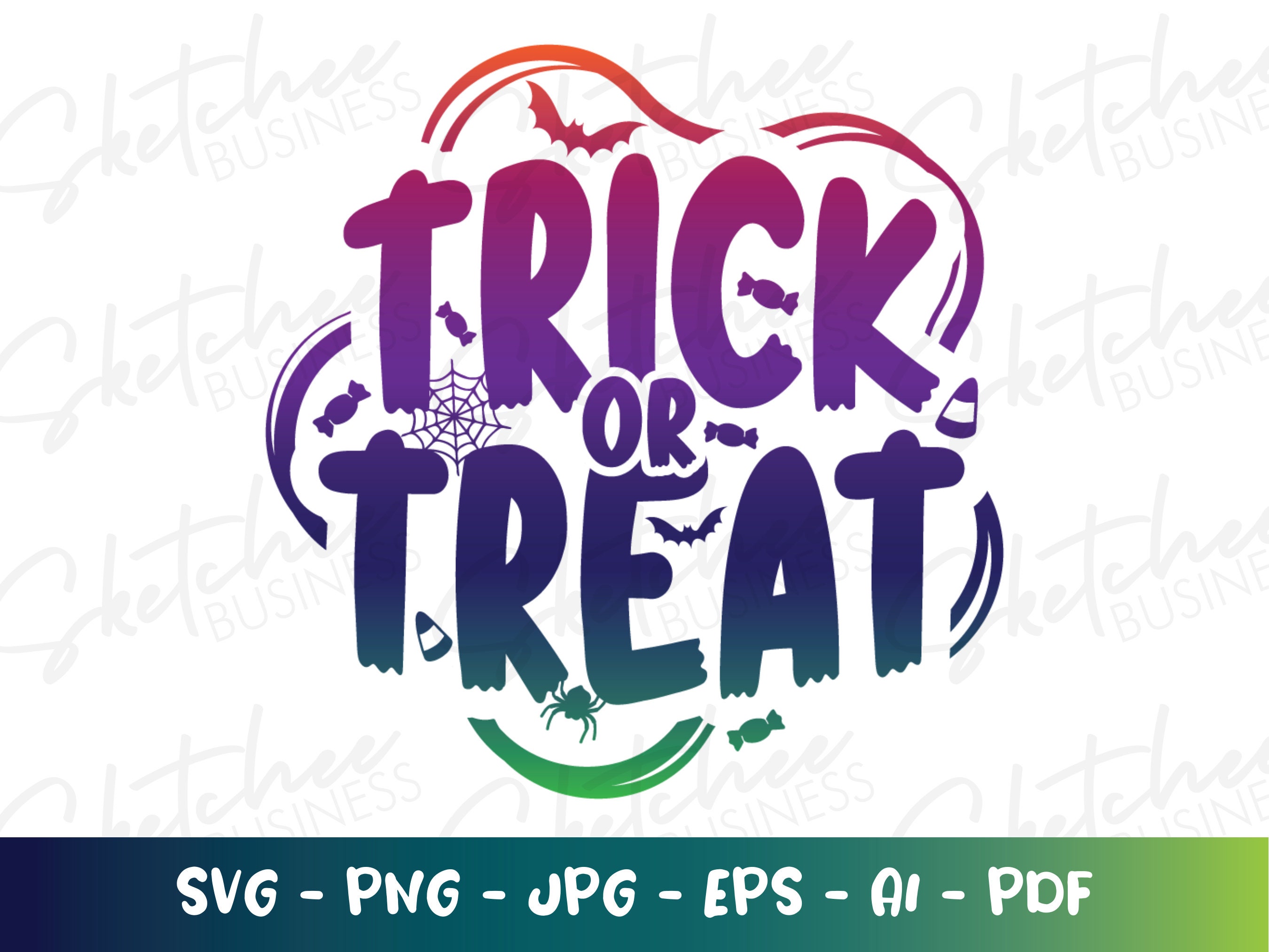 Trick or Treat Svg Pdf Png Halloween Svg Cricut Cut Files - Etsy