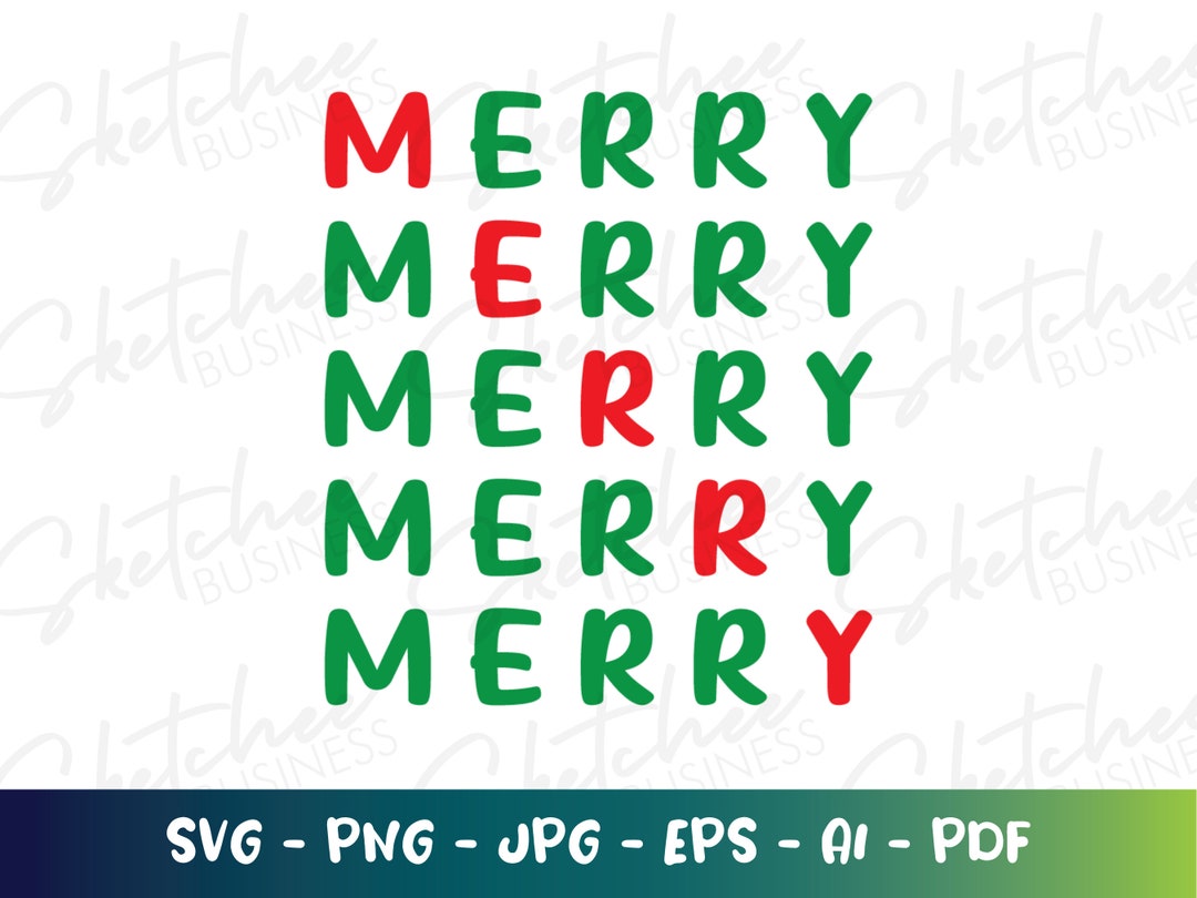 Merry Svg Pdf Png, Merry Christmas Svg, Cricut, Silhouette Cameo, Merry ...