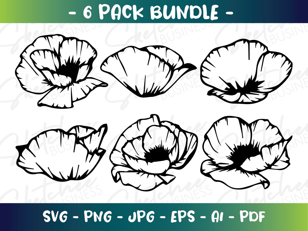 Poppy Bundle SVG Pdf Png, Poppies SVG, Cricut Cut Files, Silhouette ...