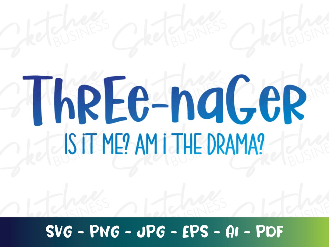 Threenager Svg Png Pdf, Three-nager Birthday Svg, Three Year Old SVG ...