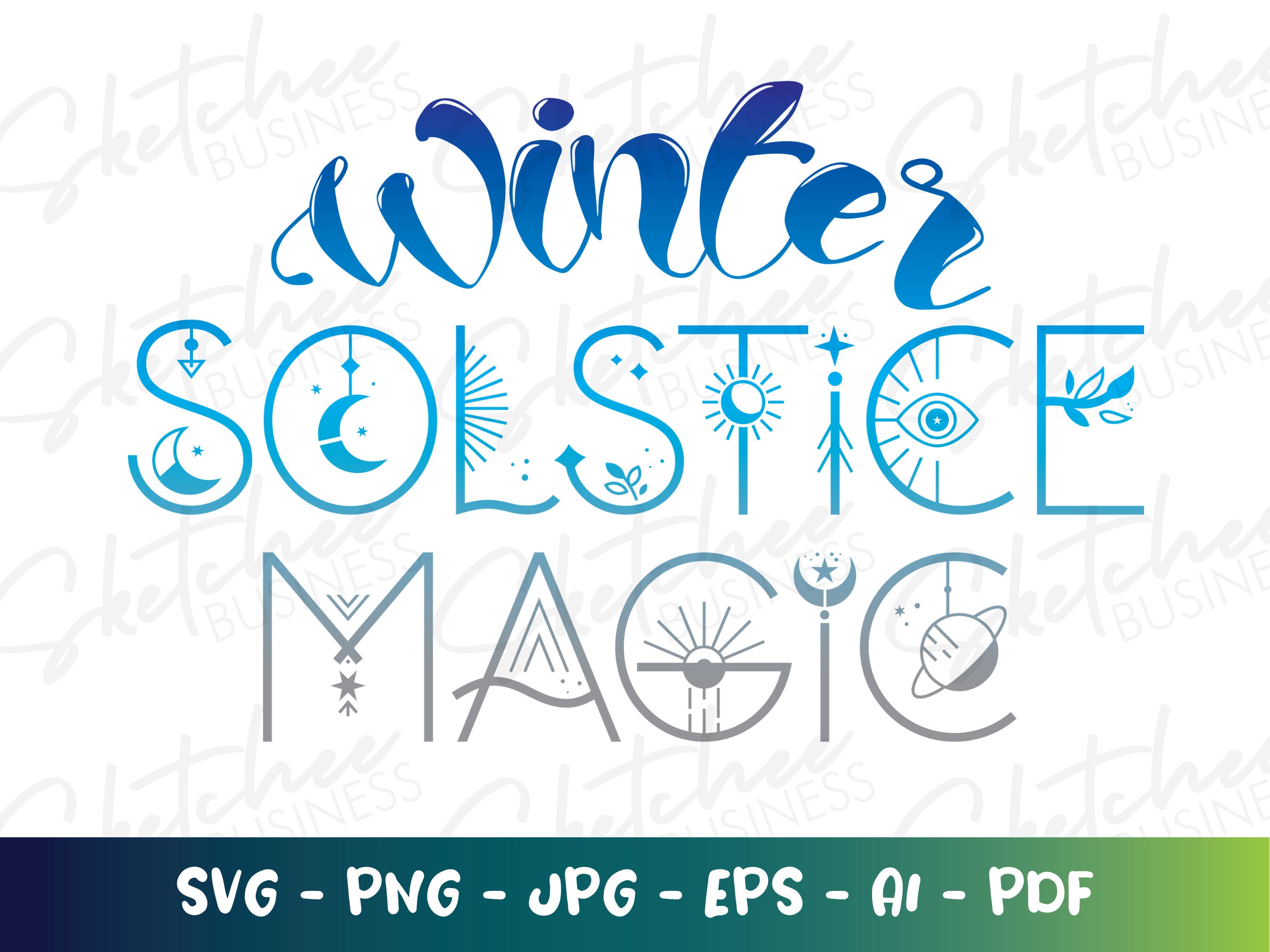 Winter Solstice Magic Svg Png Pdf, Solstice Svg, Cricut Cut Files, Silhouette, Summer Solstice ...