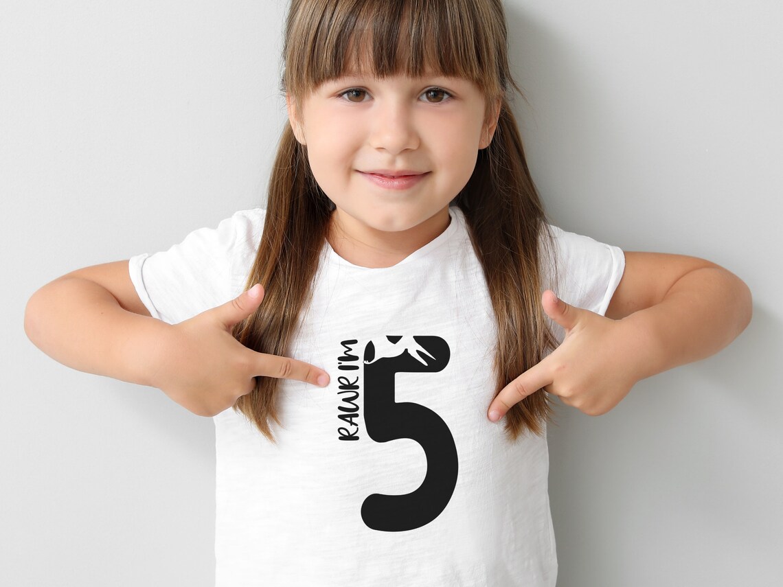 Rawr I'm Five Svg Png Pdf, Fifth Birthday Svg, Kids Birthday SVG ...