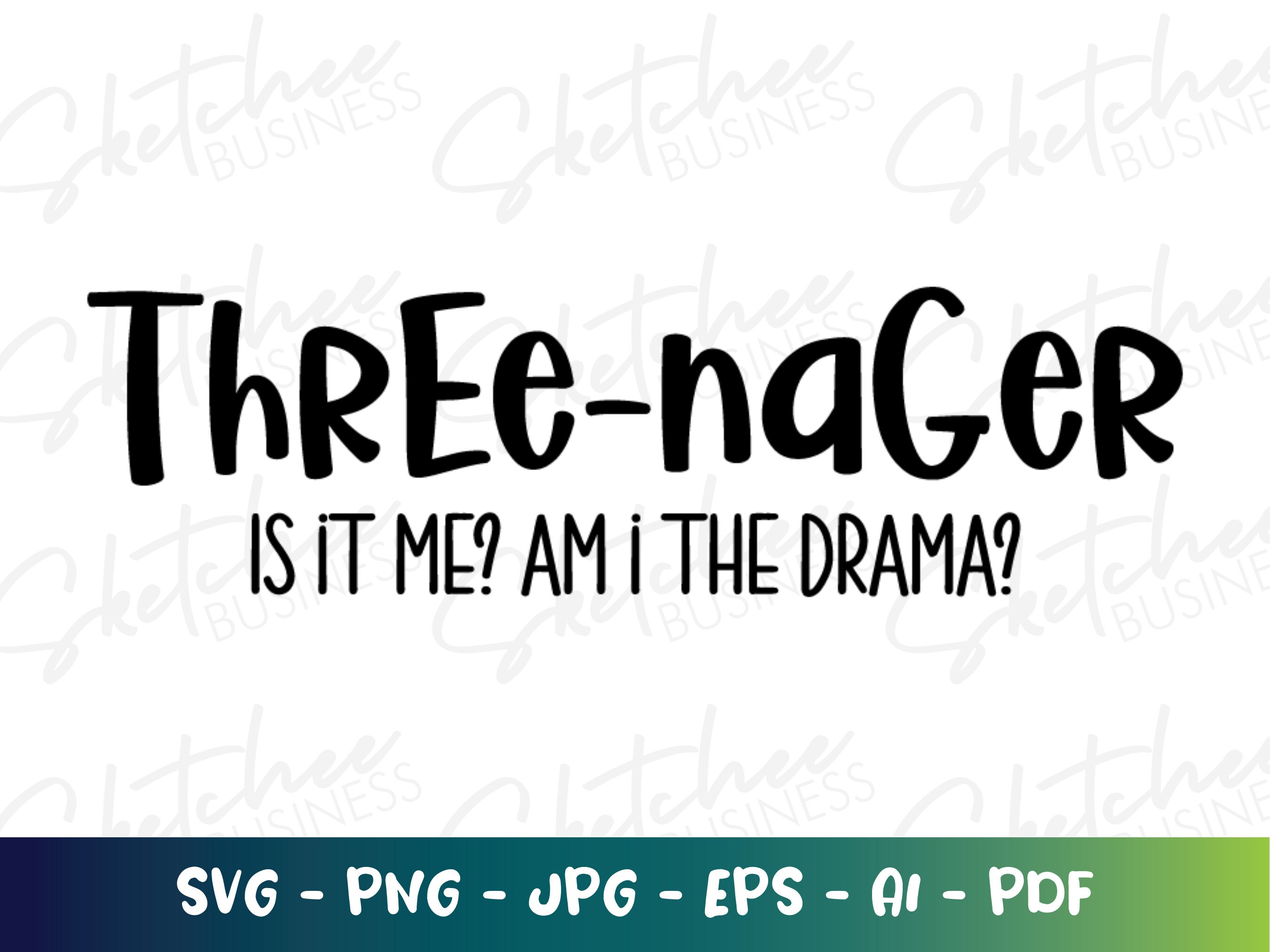 Threenager Svg Png Pdf, Three-nager Birthday Svg, Three Year Old SVG ...