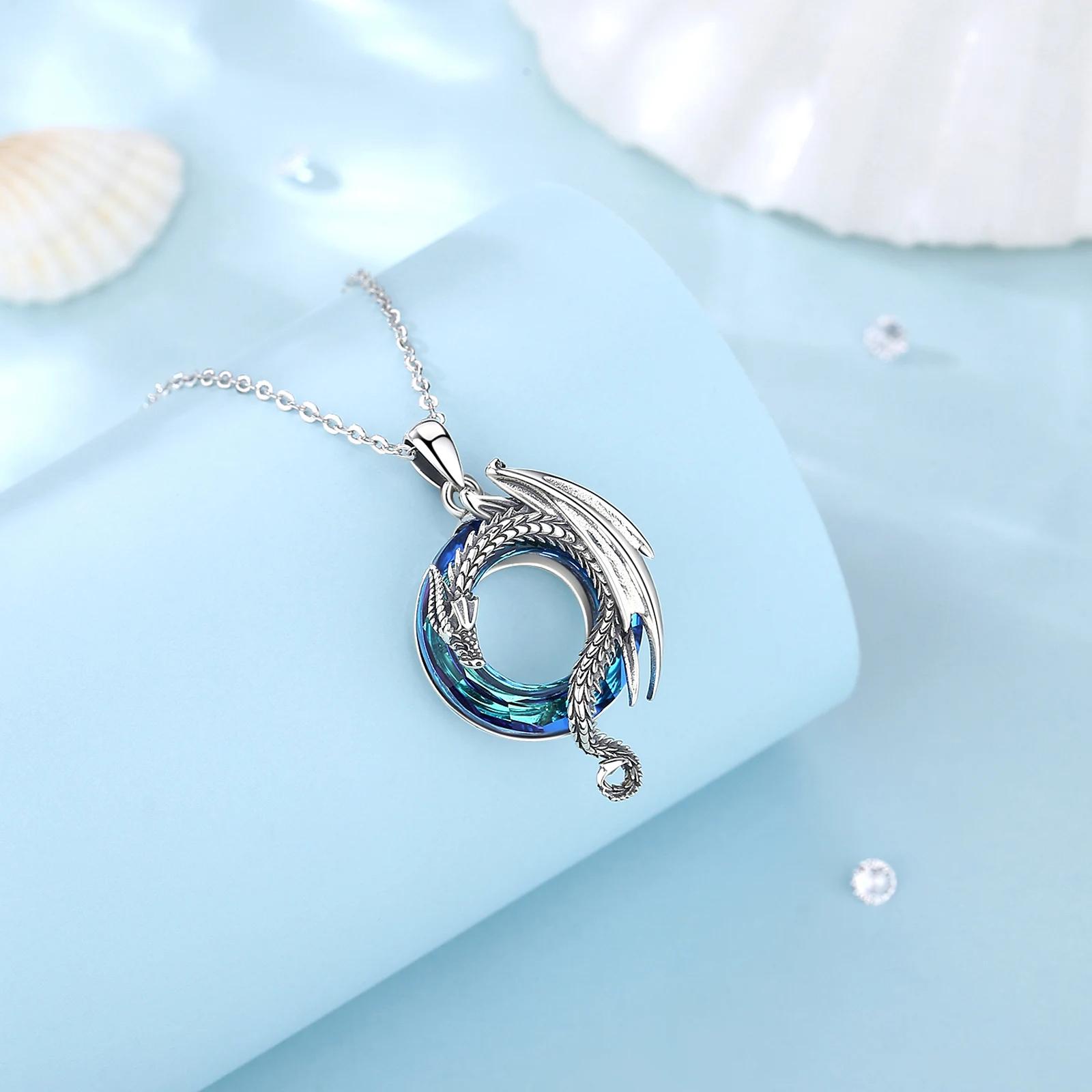 Sterling Silver Dragon Pendant: Austrian Crystal Accent, Trendy Jewelry ...