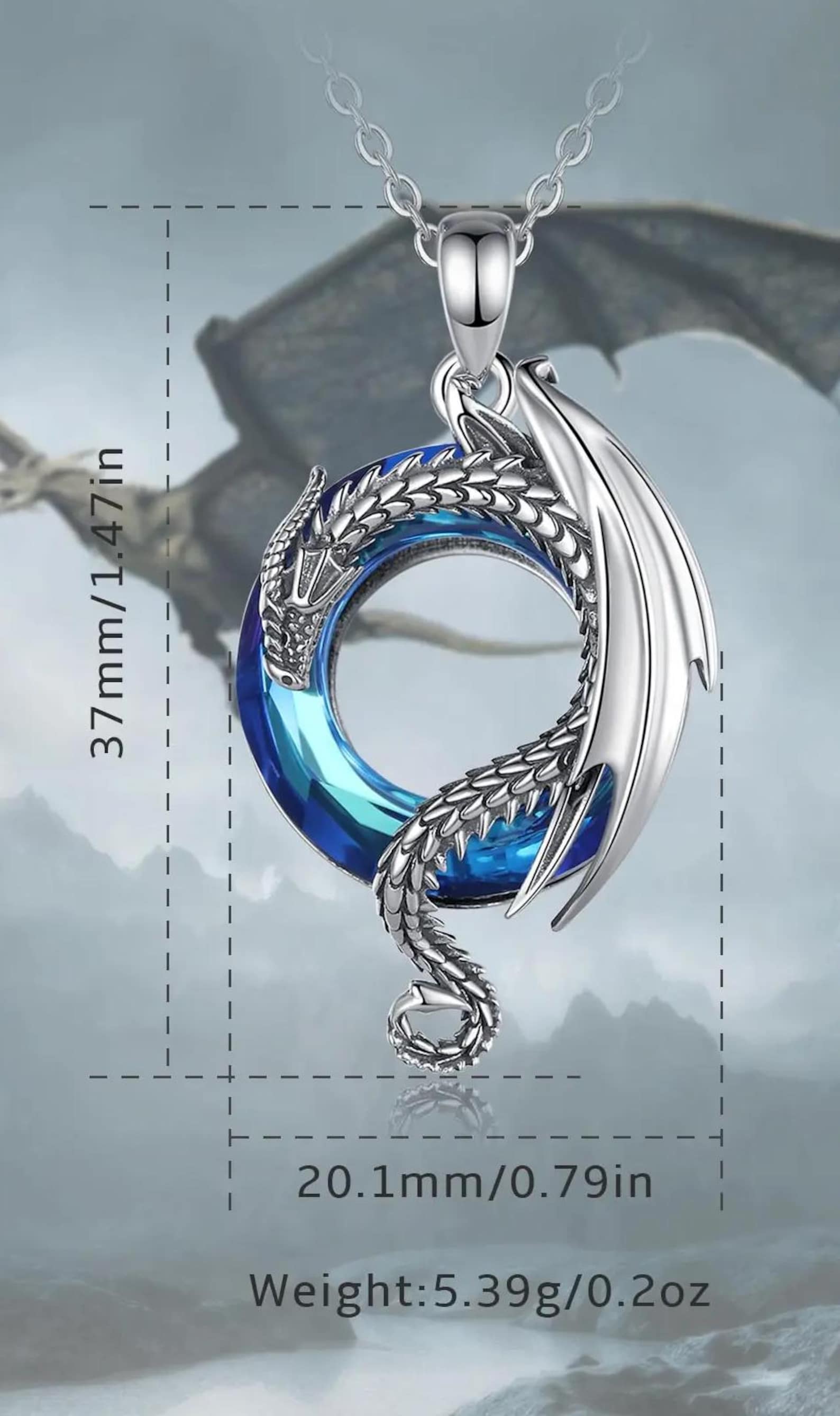 Sterling Silver Dragon Pendant: Austrian Crystal Accent, Trendy Jewelry ...