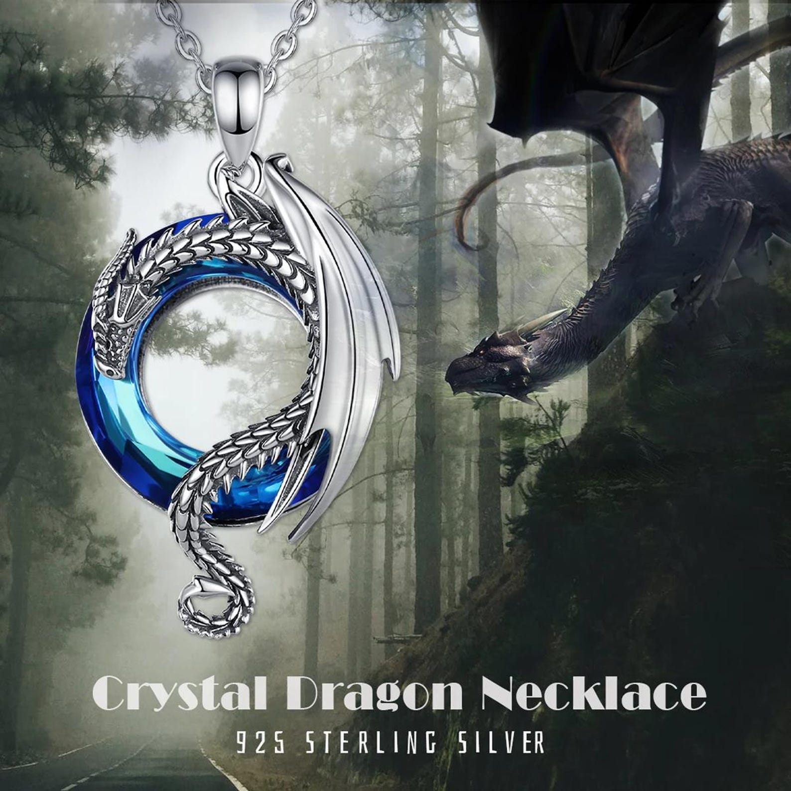 Sterling Silver Dragon Pendant: Austrian Crystal Accent, Trendy Jewelry ...