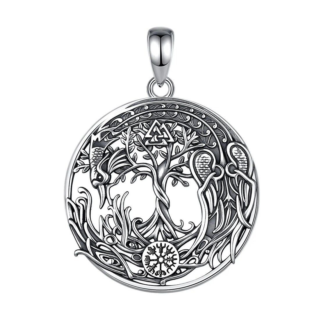 925 Sterling Silver Phoenix Compass Pendant – Vintage Tree of Life ...