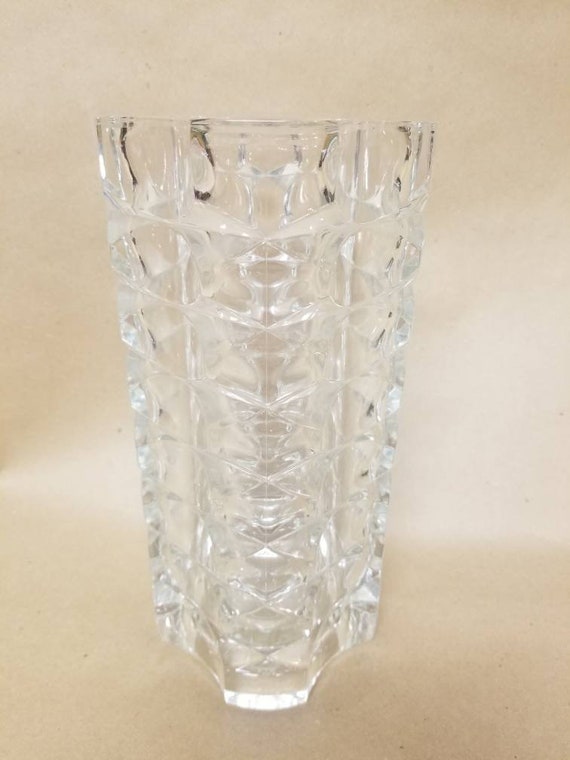 Home Décor Mid Century Luminarc Vase Geometric Clear Glass 1970s France ...