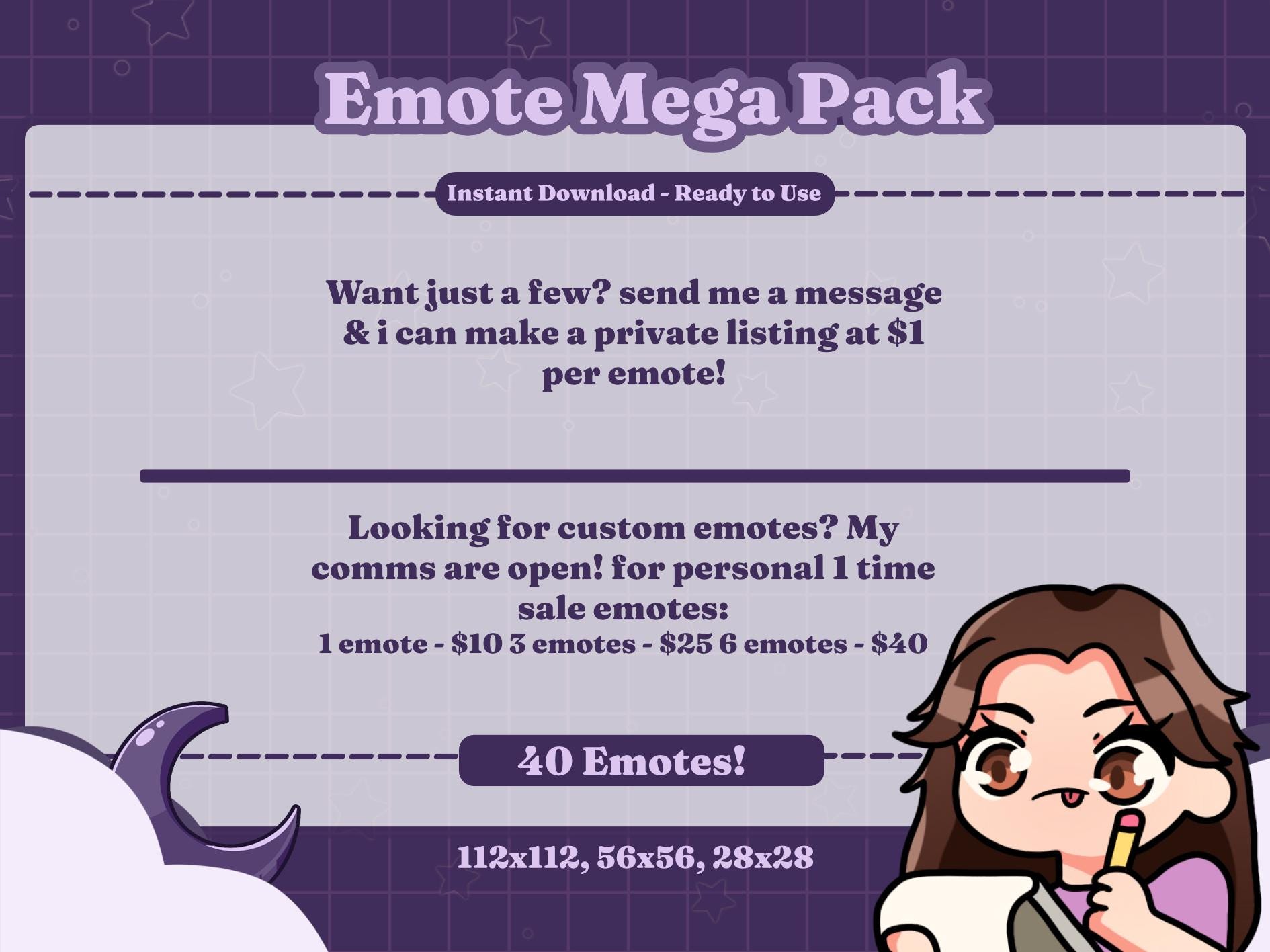 40 Emotes Mega Pack! Chibi Girl Twitch Emotes | Streaming Emotes ...