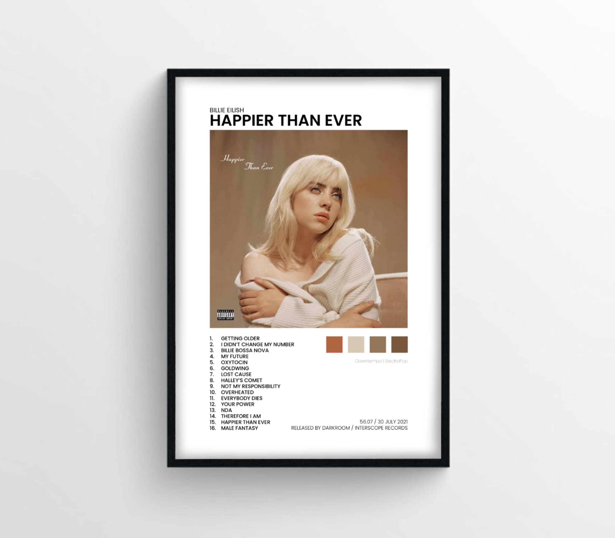 HAPPIER THAN EVER Poster - Billie Eilish Album Cover Poster vendido por Pocketbook Simonette ...