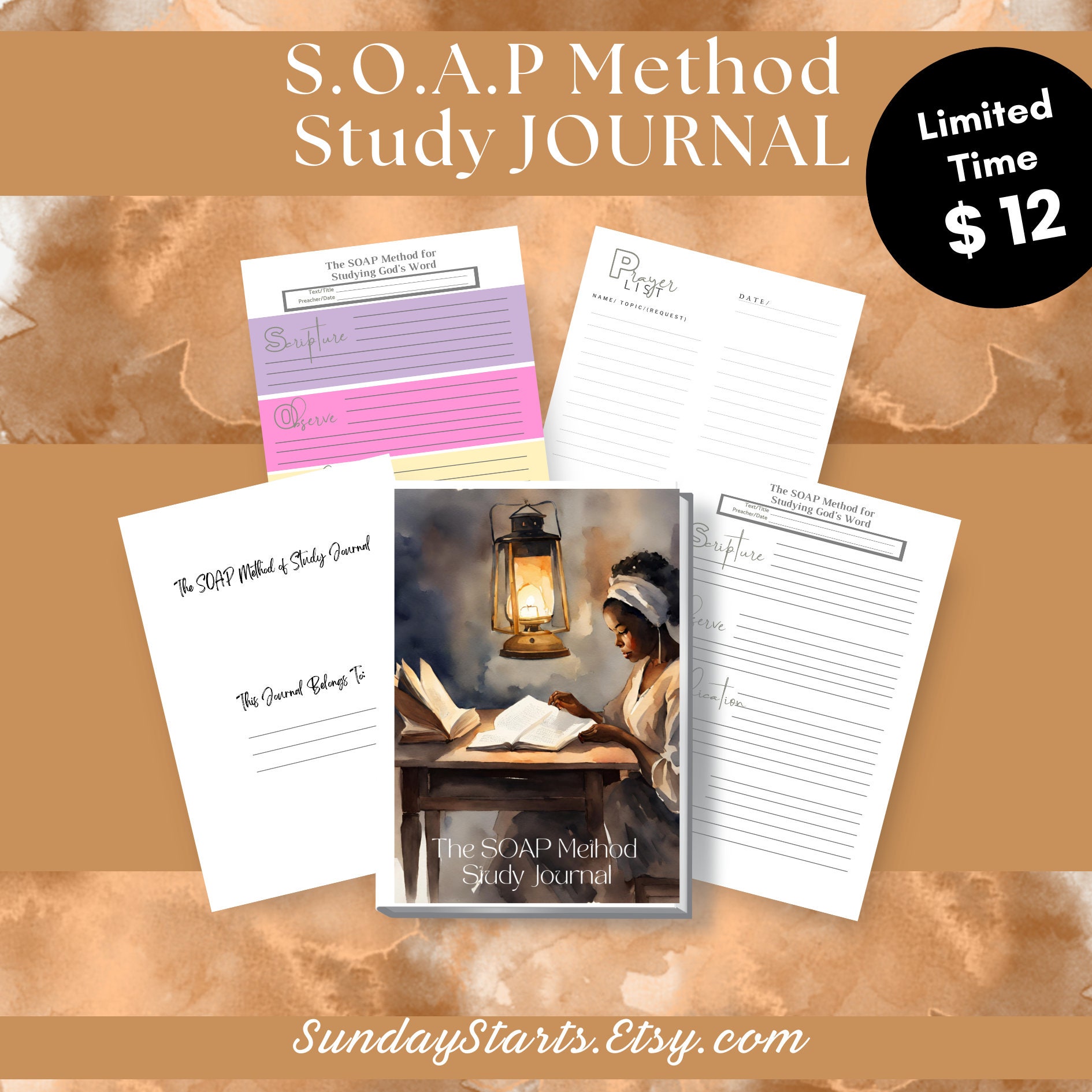 SOAP Method Bible Study and Prayer Journals/workbooks | Canva Template ...