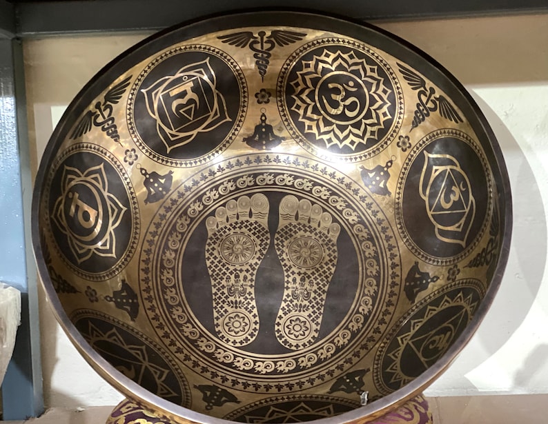 Extra-large Singing Bowl Large Foot Engraved Singing Bowl for - Etsy