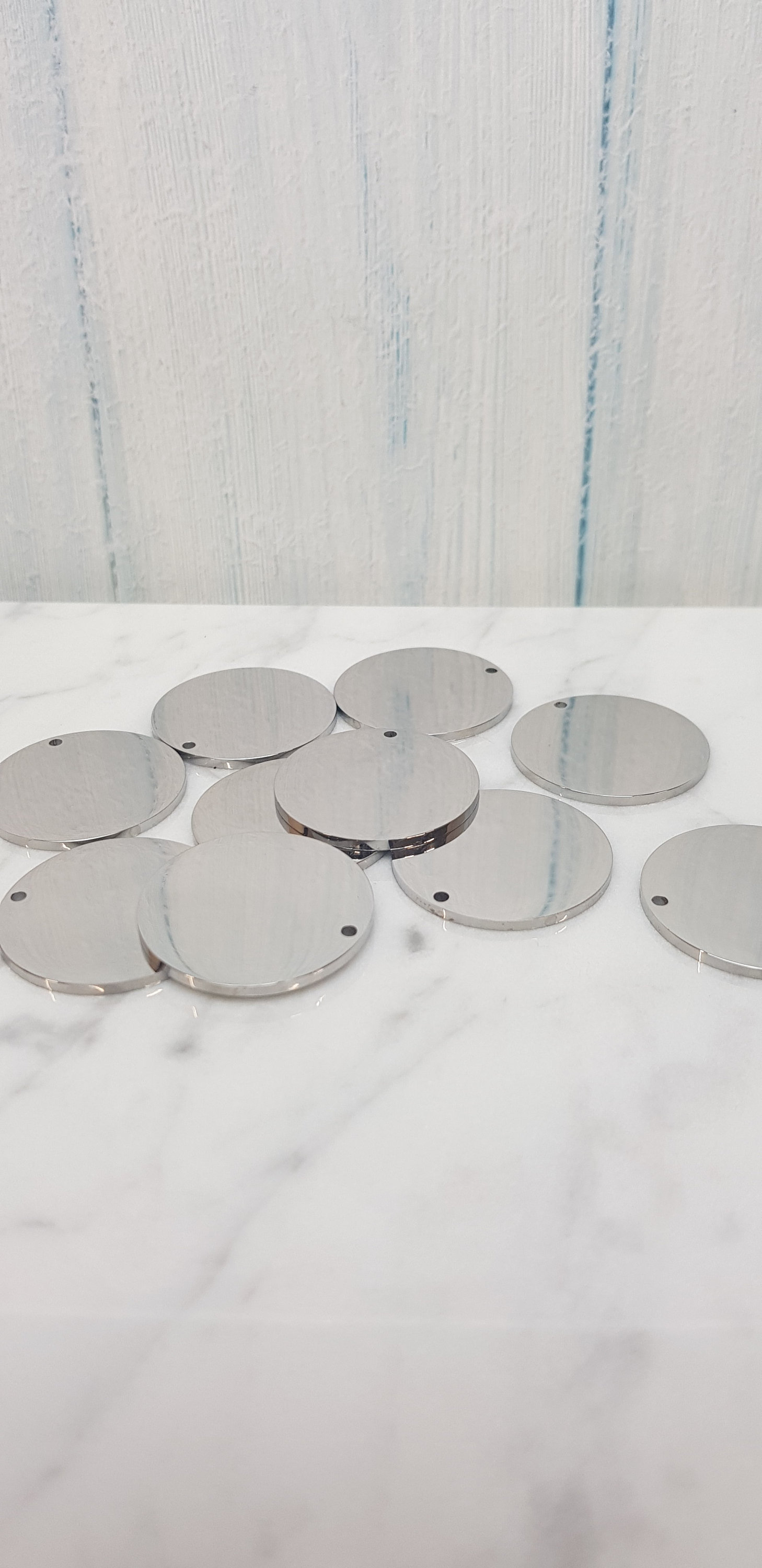 PACK OF 10 Round Metal Blanks. 32mm Silver Stainless Steel Disc 2mm ...