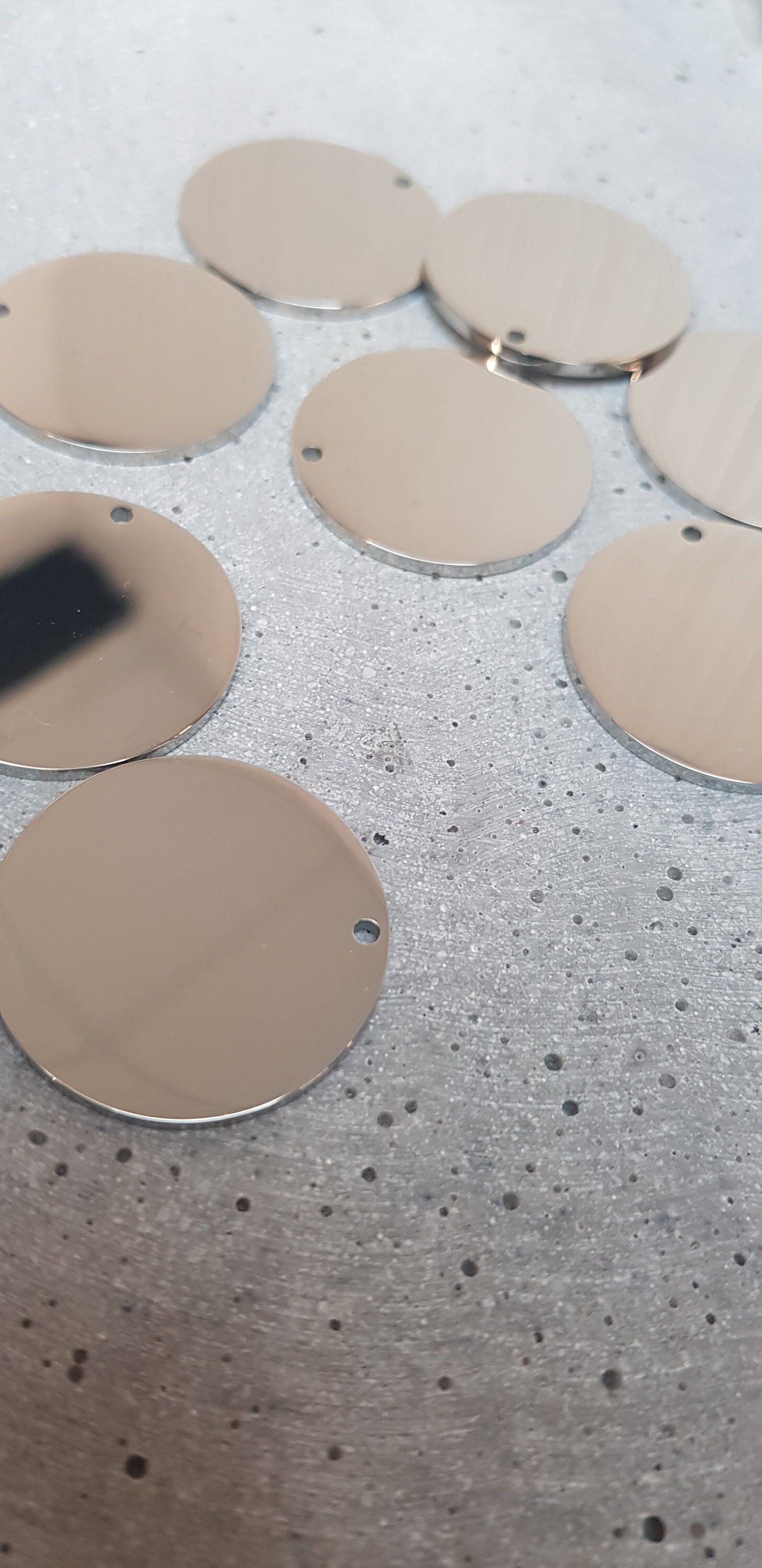 PACK OF 10 Round Metal Blanks. 32mm Silver Stainless Steel Disc 2mm ...