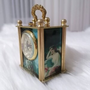 Vintage Miniature Painting Table Clock: Mechanical Alarm Clock - Etsy