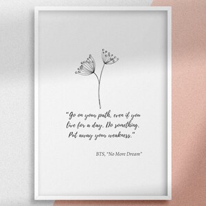 BTS QUOTES| Set of 6, Printable Art Wall, Instant Download, KPOP Quote ...