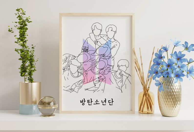 BTS Art Line | Instant Downloadable Printable Art, BTS Digital Download ...