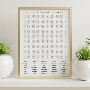 BTS Songs Word Search Puzzle ~ BTS Printable, KPOP Printable, Instant ...