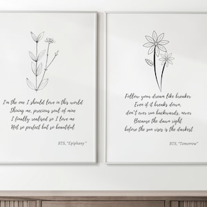 BTS QUOTES| Set of 6, Printable Art Wall, Instant Download, KPOP Quote ...