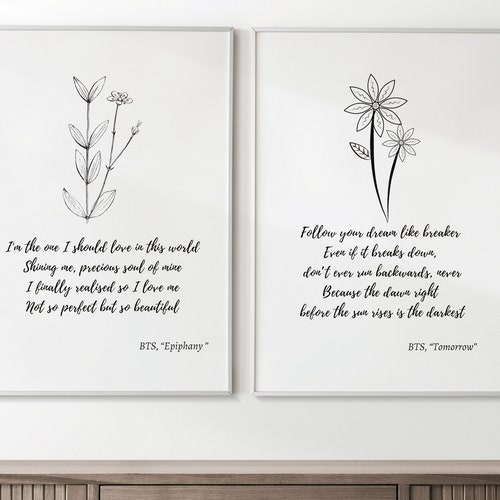 BTS QUOTES Set of 6 Printable Art Wall Instant Download - Etsy