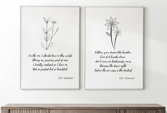 BTS QUOTES Set of 6 Printable Art Wall Instant Download - Etsy